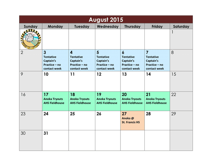 2015 Yearly Calendar in Word and Pdf formats - page 3 of 6