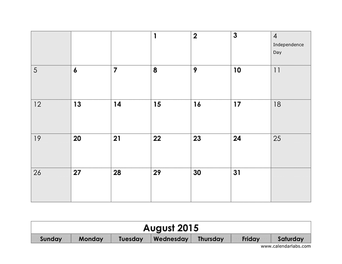 2015 Yearly Calendar in Word and Pdf formats - page 8 of 13