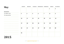 May 2015 Calendar - download free documents for PDF, Word and Excel