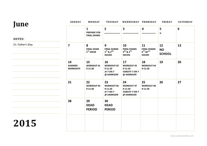 2015 Monthly Calendar in Word and Pdf formats - page 5 of 11