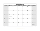 October 2015 Calendar - download free documents for PDF, Word and Excel