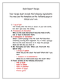 Book Report Recipe in Word and Pdf formats