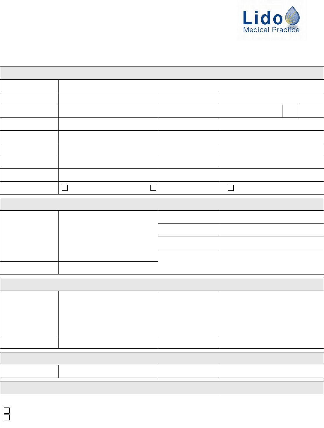 Patient Registration Form in Word and Pdf formats