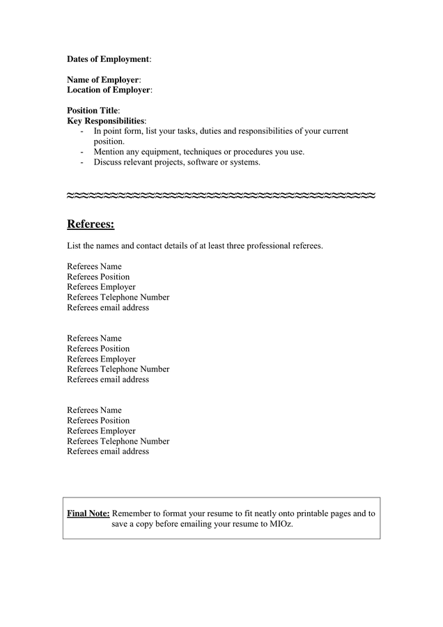 Resume template in Word and Pdf formats - page 4 of 4