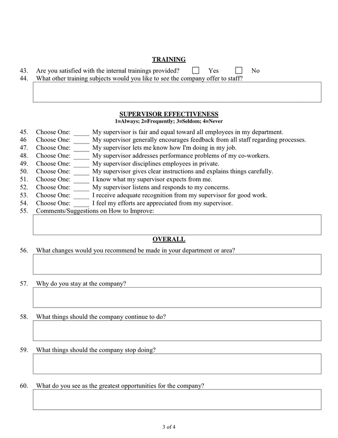 Employee satisfaction survey in Word and Pdf formats - page 3 of 4