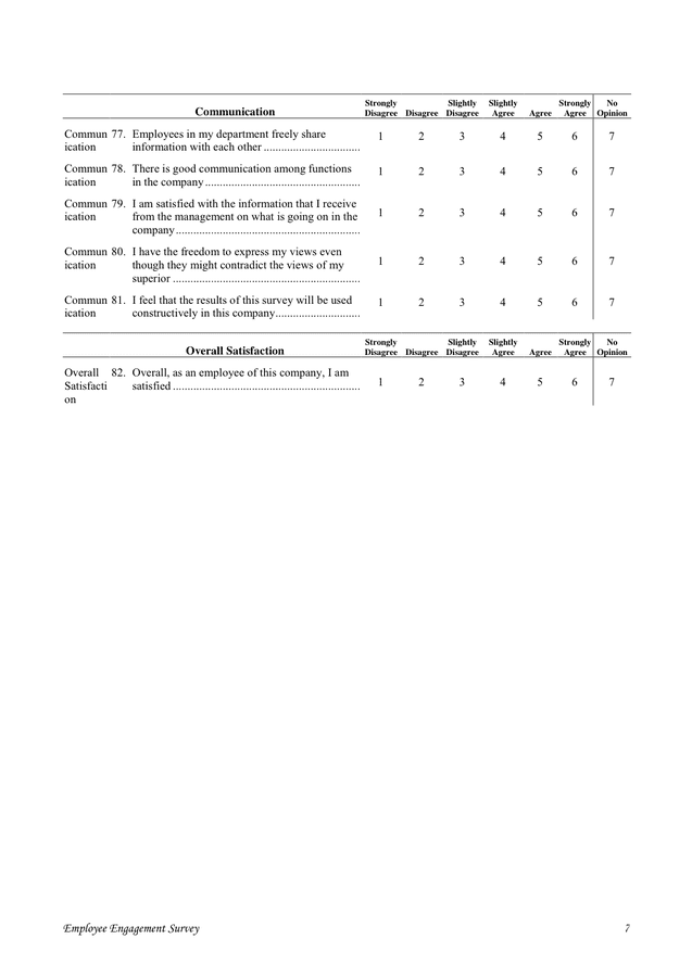 Employee satisfaction survey in Word and Pdf formats - page 7 of 8