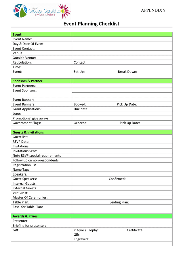 Event Planning Checklist In Word And Pdf Formats