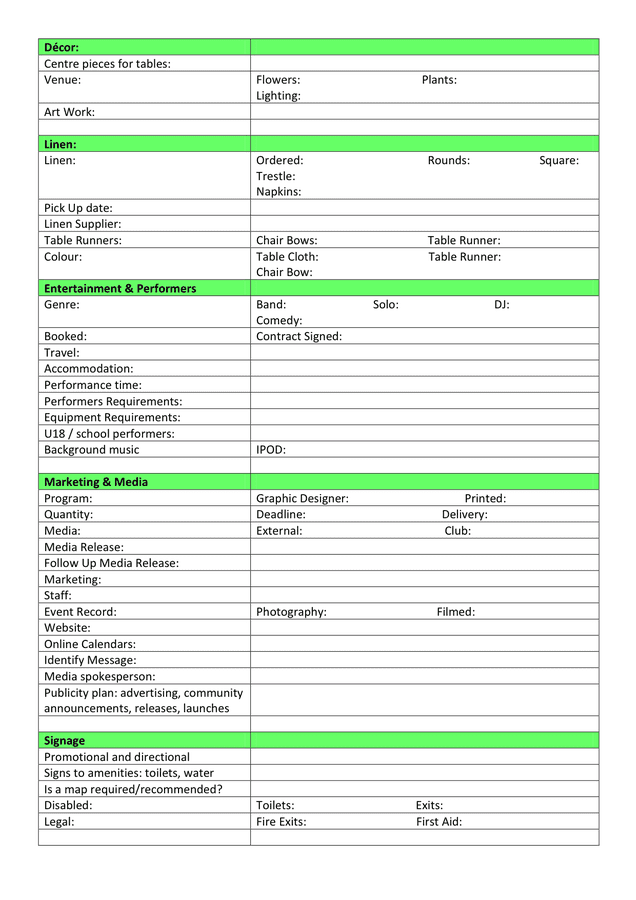 Event Planning Checklist in Word and Pdf formats - page 3 of 5