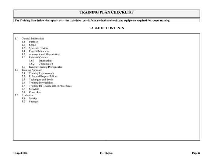 Training Plan Checklist in Word and Pdf formats - page 2 of 5