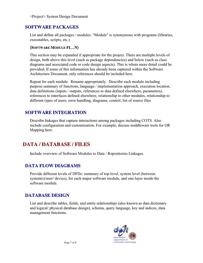 System Design Document Template In Word And Pdf Formats Page 7 Of 8