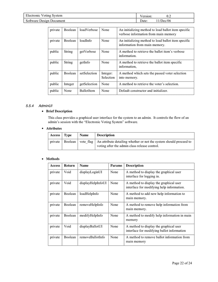Software Design Document in Word and Pdf formats - page 22 of 24