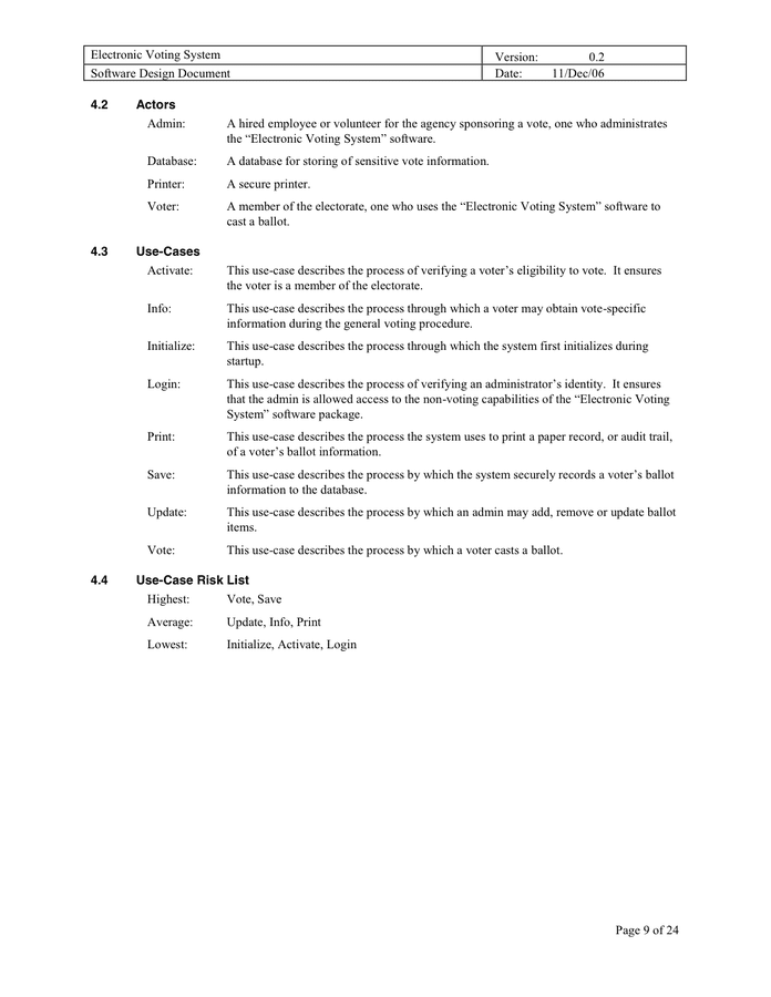Software Design Document in Word and Pdf formats - page 9 of 24