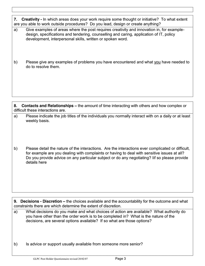 Glpc job evaluation scheme in Word and Pdf formats - page 3 of 6