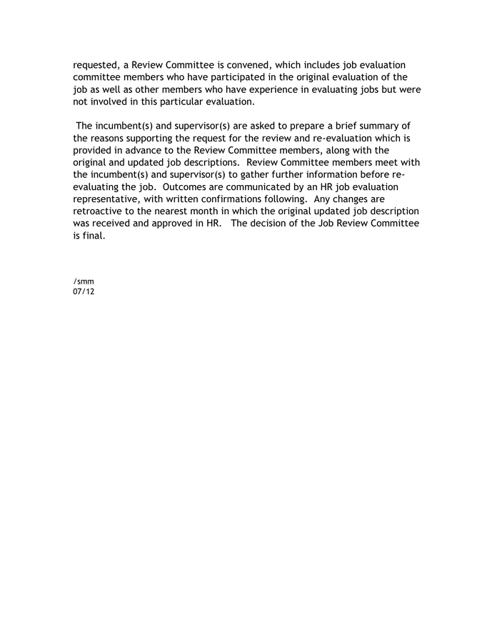 Job evaluation in Word and Pdf formats - page 2 of 2