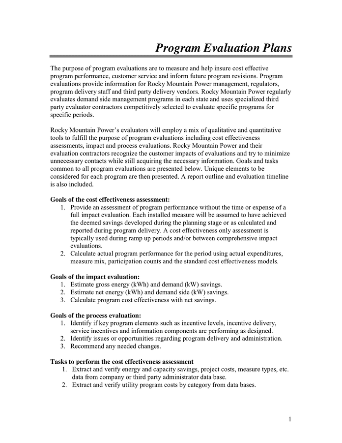 Program Evaluation Download Free Documents For PDF Word And Excel