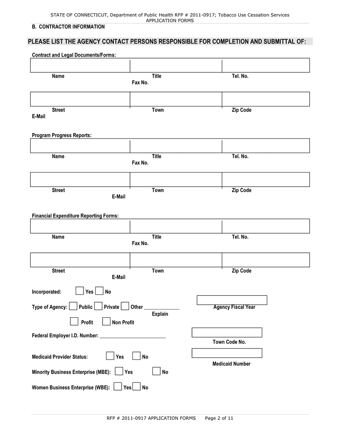 Request for proposal cover sheet in Word and Pdf formats - page 2 of 11