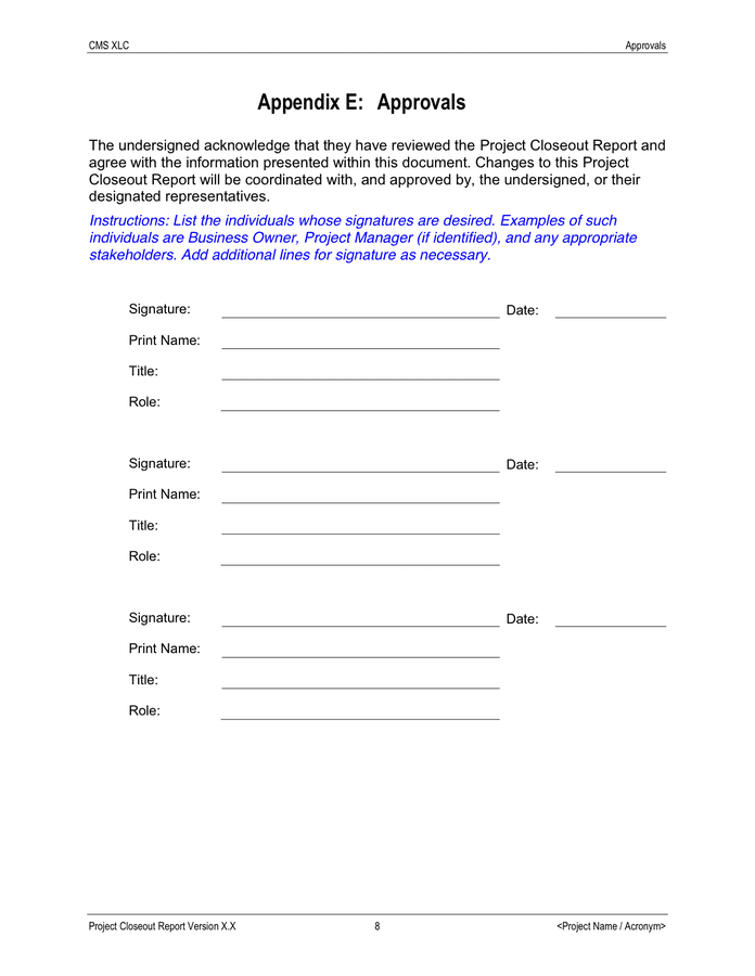 Project Closeout Report in Word and Pdf formats - page 11 of 17