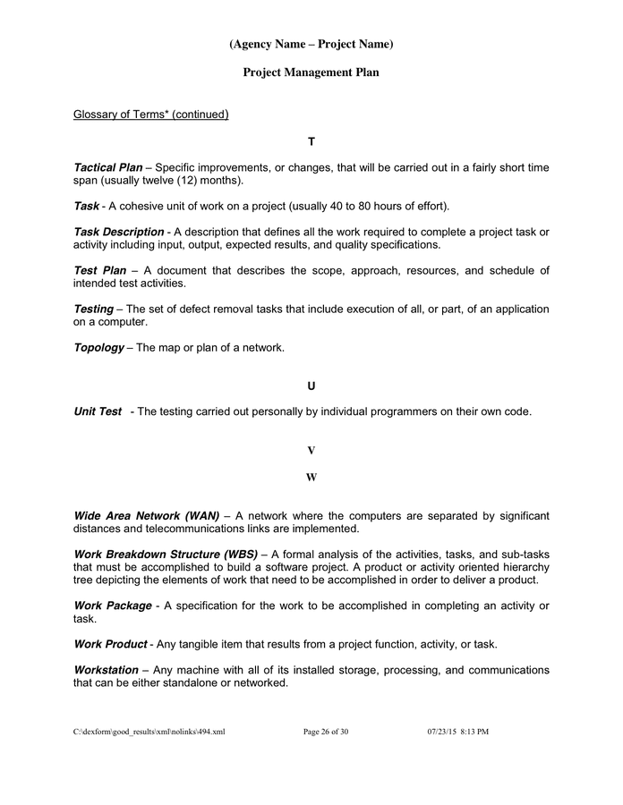 Project Management Plan Template in Word and Pdf formats - page 28 of 30