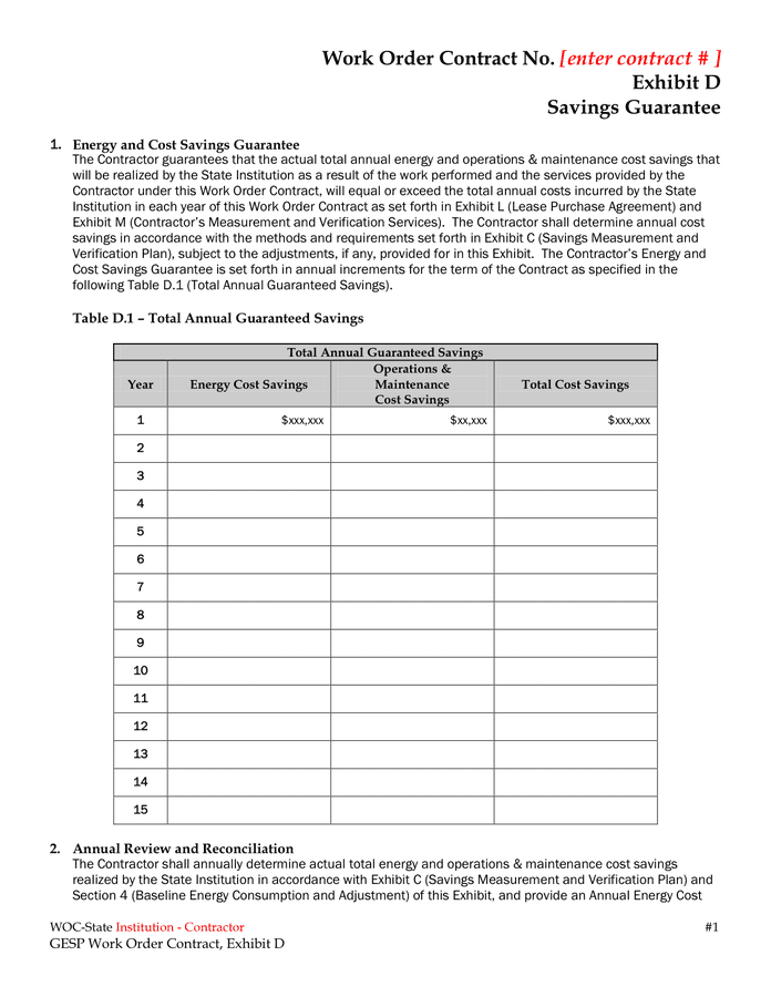 Work Order Contract In Word And Pdf Formats