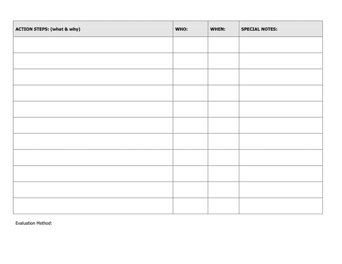 Action plan in Word and Pdf formats - page 2 of 6