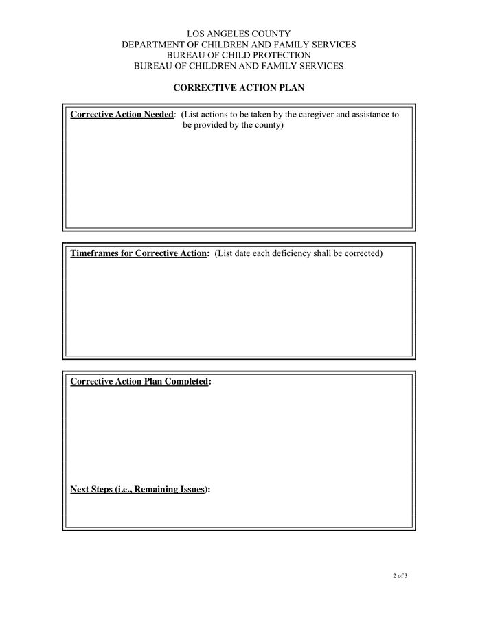 Corrective Action Plan in Word and Pdf formats - page 2 of 3