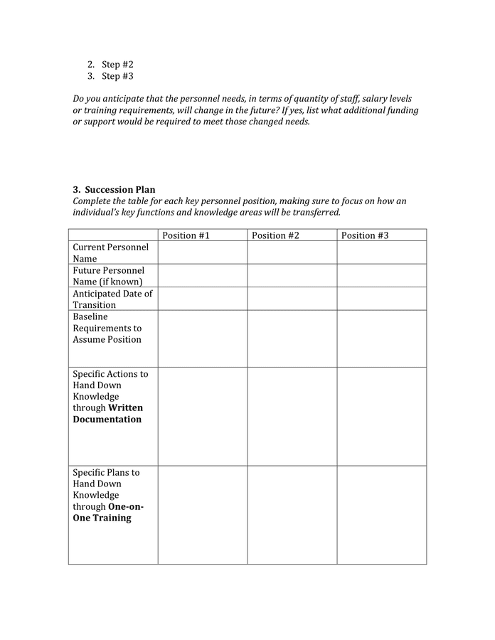Succession Planning in Word and Pdf formats - page 2 of 2