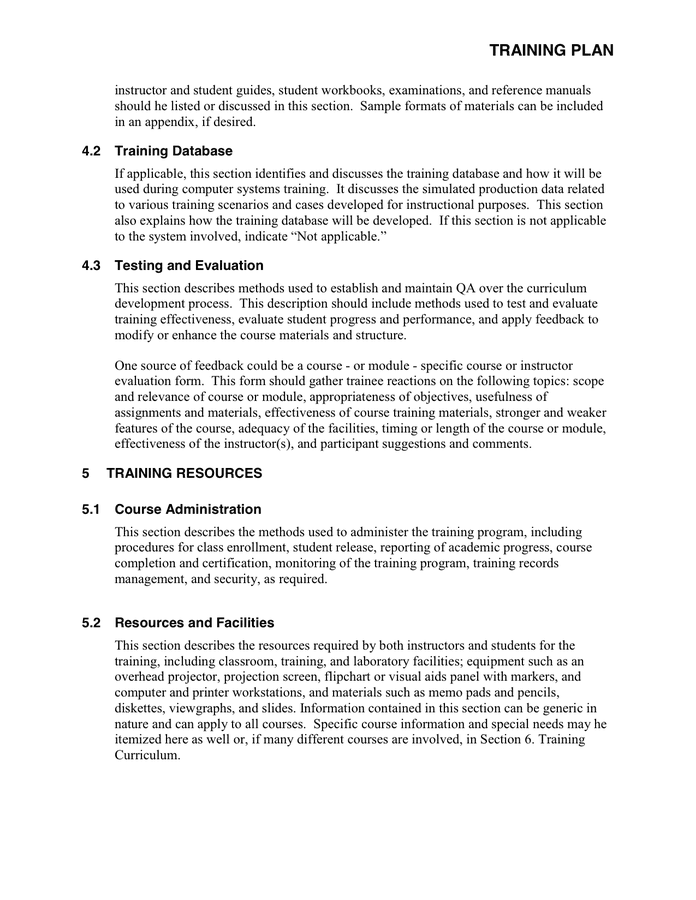 Training Plan in Word and Pdf formats - page 3 of 4