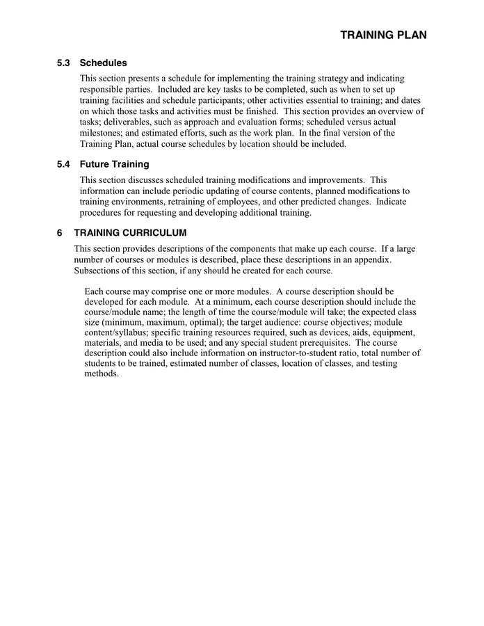 Training Plan in Word and Pdf formats - page 4 of 4