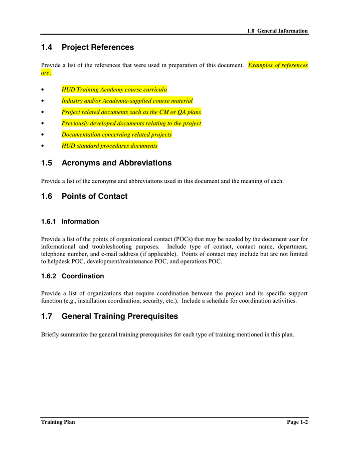 Training Plan Template in Word and Pdf formats - page 7 of 12