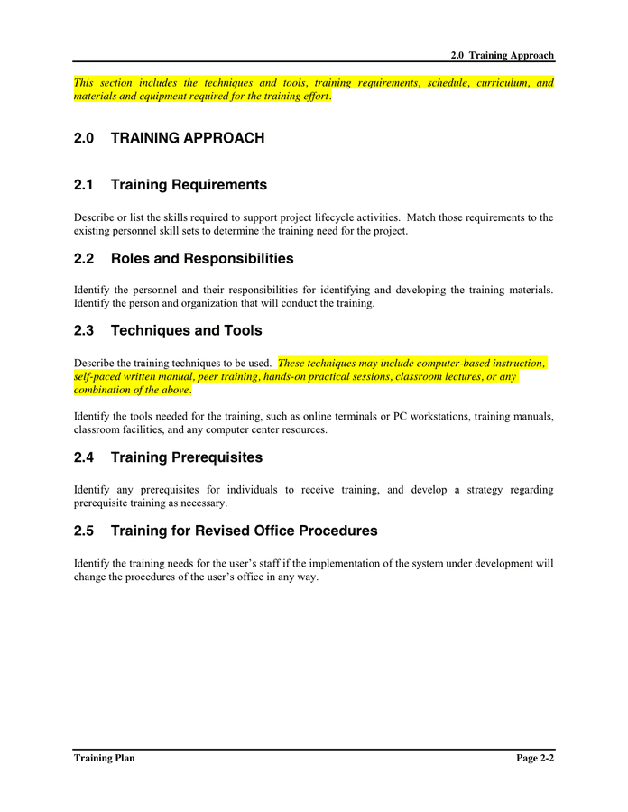 Training Plan Template in Word and Pdf formats - page 9 of 12