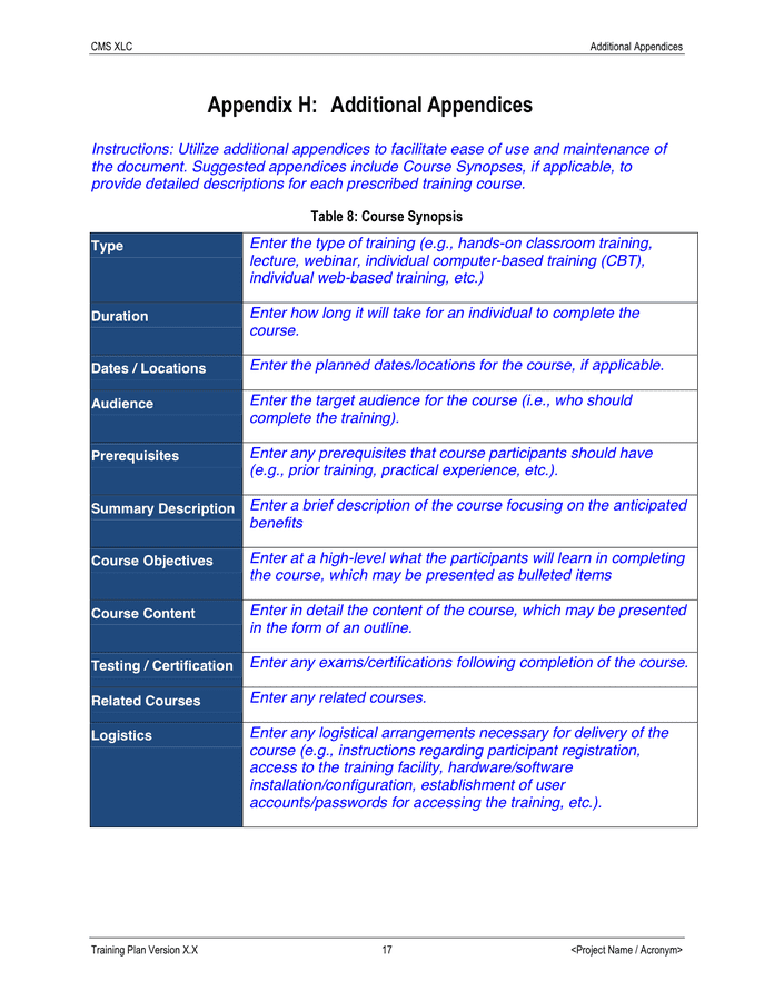 Training Plan in Word and Pdf formats - page 20 of 20
