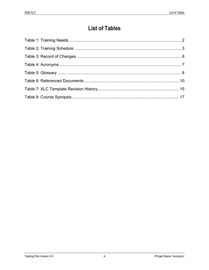 Training Plan in Word and Pdf formats - page 3 of 20