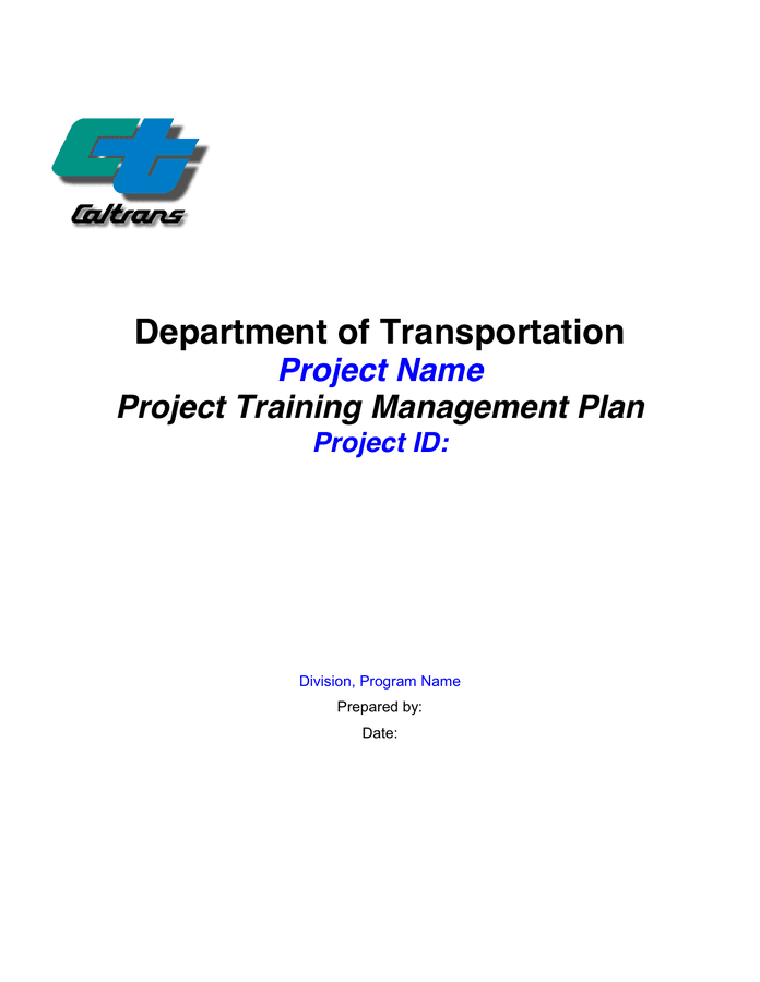Project Training Management Plan in Word and Pdf formats