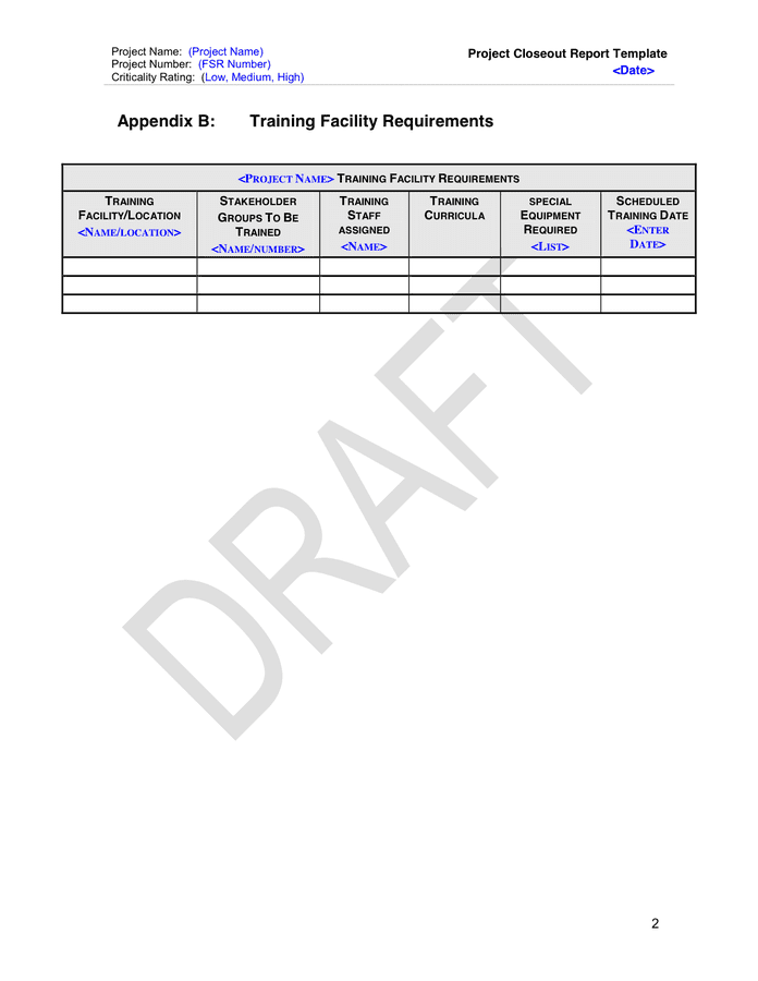 Project Training Management Plan in Word and Pdf formats - page 16 of 18