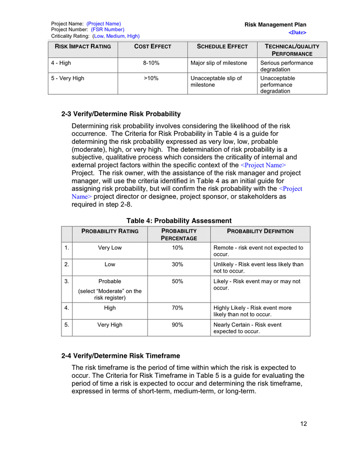 OSI Risk Management Plan Template in Word and Pdf formats - page 16 of 27