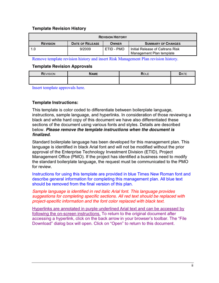 Osi Risk Management Plan Template In Word And Pdf Formats Page 3 Of 27