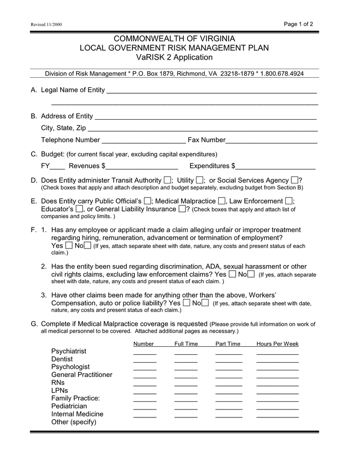 Local government risk management plan in Word and Pdf formats