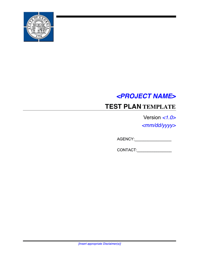 Test Plan Template in Word and Pdf formats