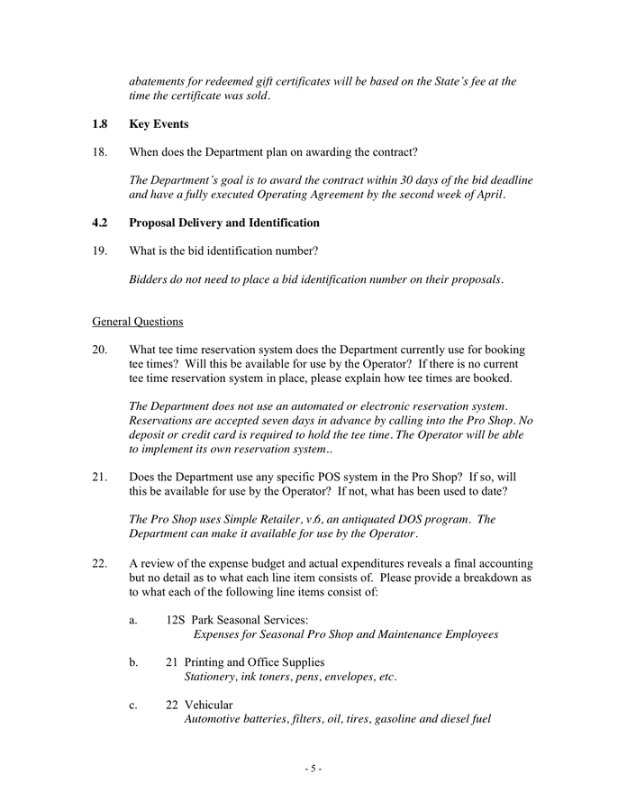 Addendum to Request for Proposal in Word and Pdf formats - page 5 of 8