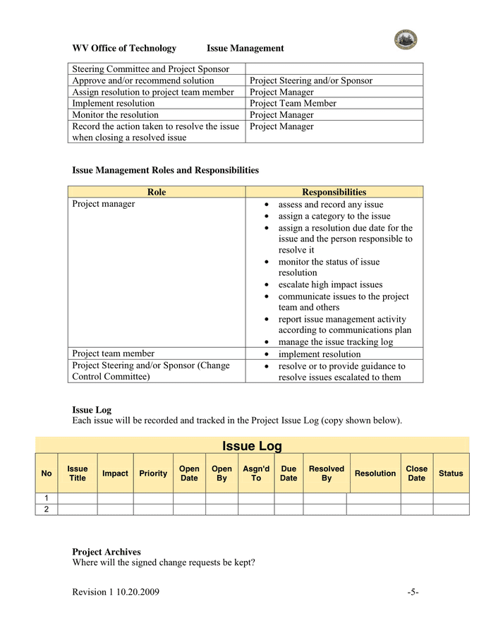 Project Change Request Form in Word and Pdf formats - page 5 of 6