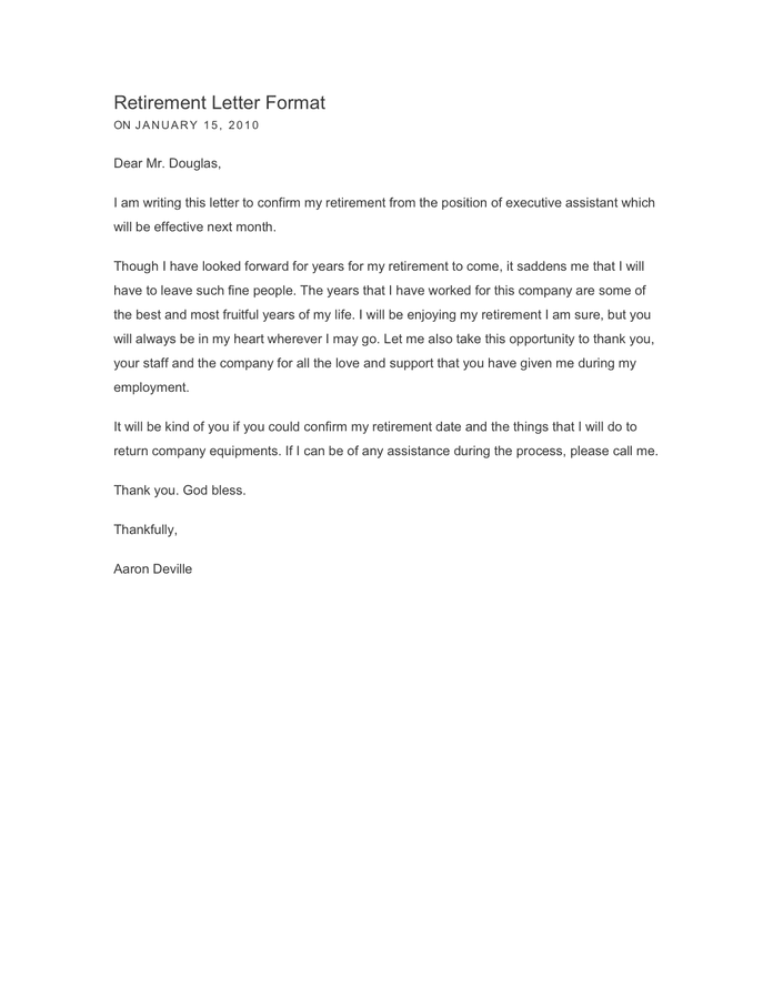 Retirement Letter Samples Download Free Documents For PDF Word And Excel