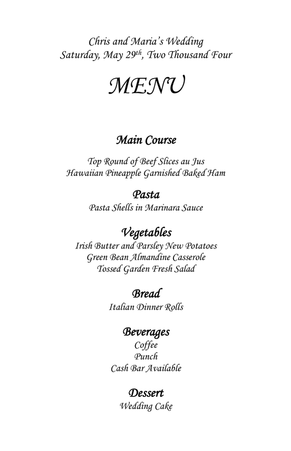 Menu Worksheet - download free documents for PDF, Word and Excel