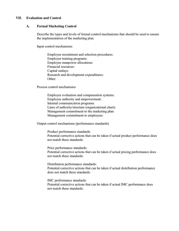 Marketing Plan Worksheet