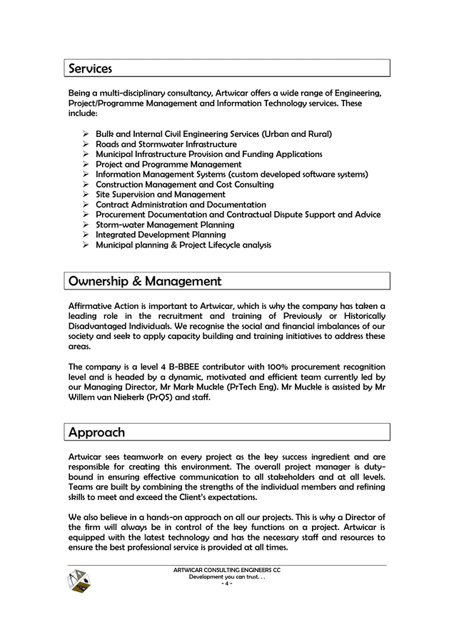 COMPANY PROFILE in Word and Pdf formats - page 4 of 12