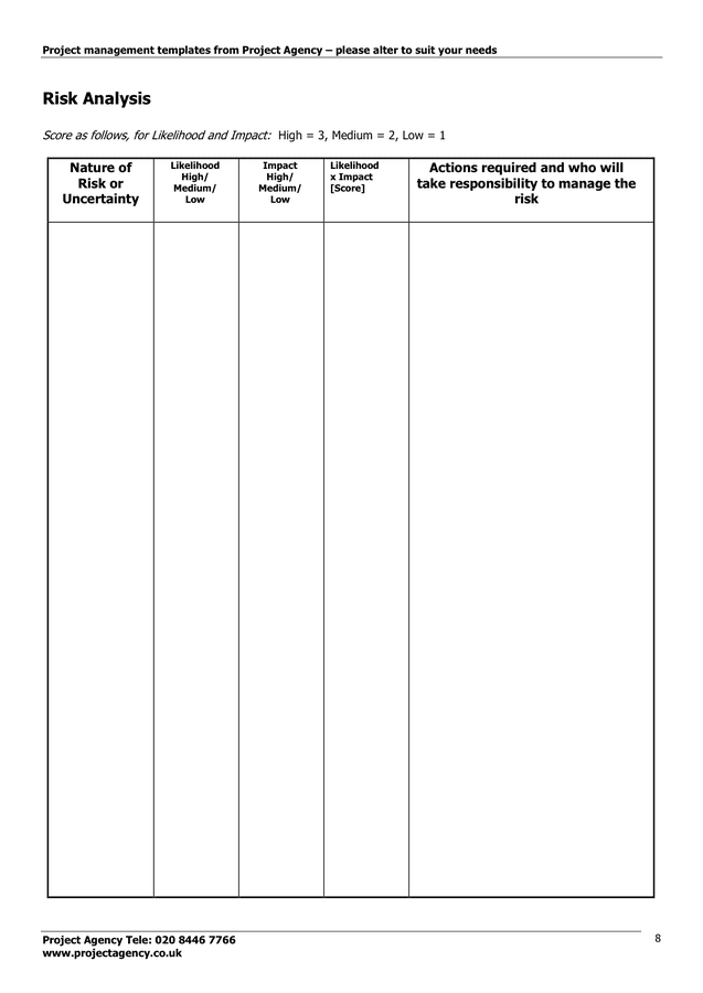 Project Management Templates in Word and Pdf formats - page 8 of 18