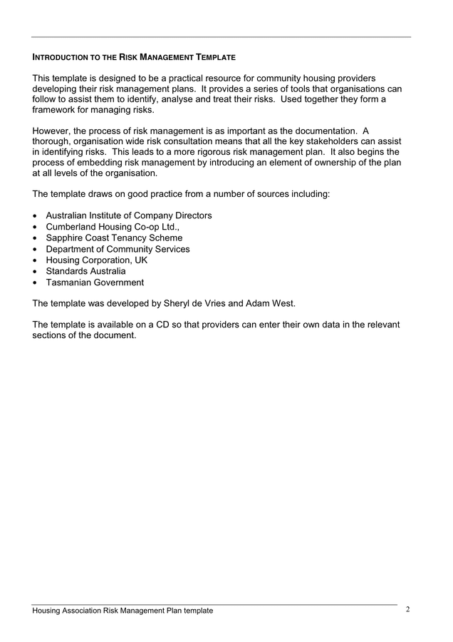 Risk Management Plan Template in Word and Pdf formats - page 2 of 22