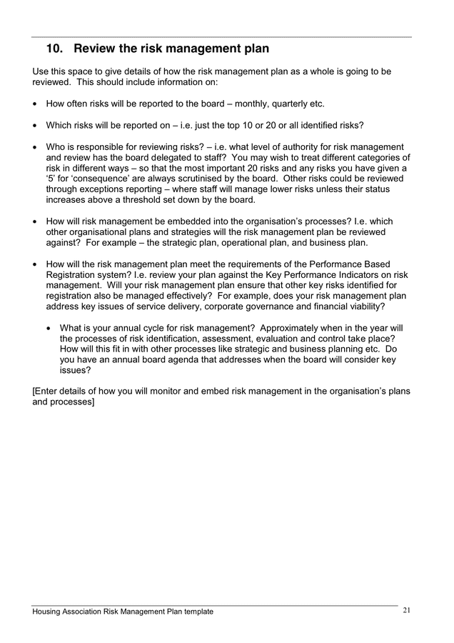 Risk Management Plan Template in Word and Pdf formats - page 21 of 22