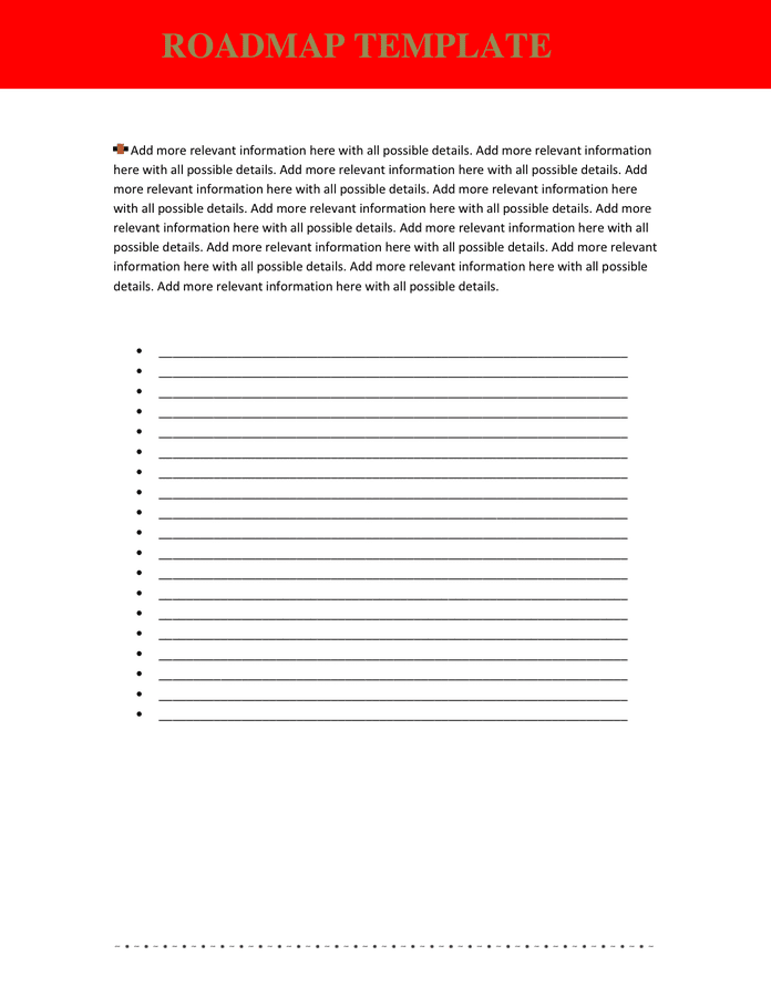 Roadmap Template in Word and Pdf formats - page 2 of 2