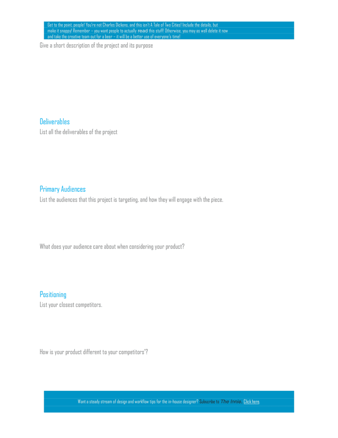 Creative Brief Template in Word and Pdf formats - page 3 of 5