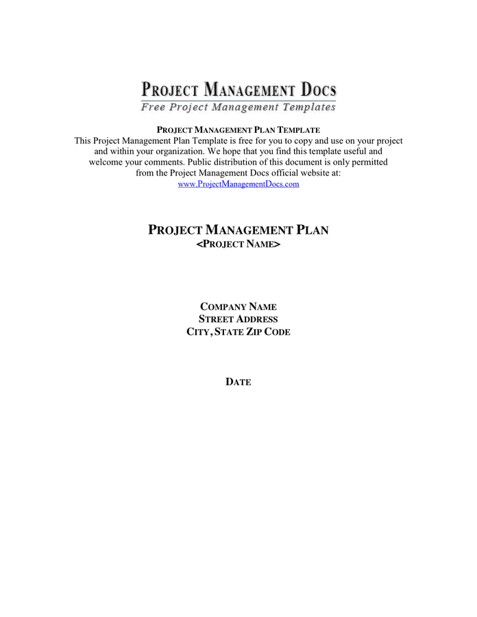 Project Management Plan Template in Word and Pdf formats